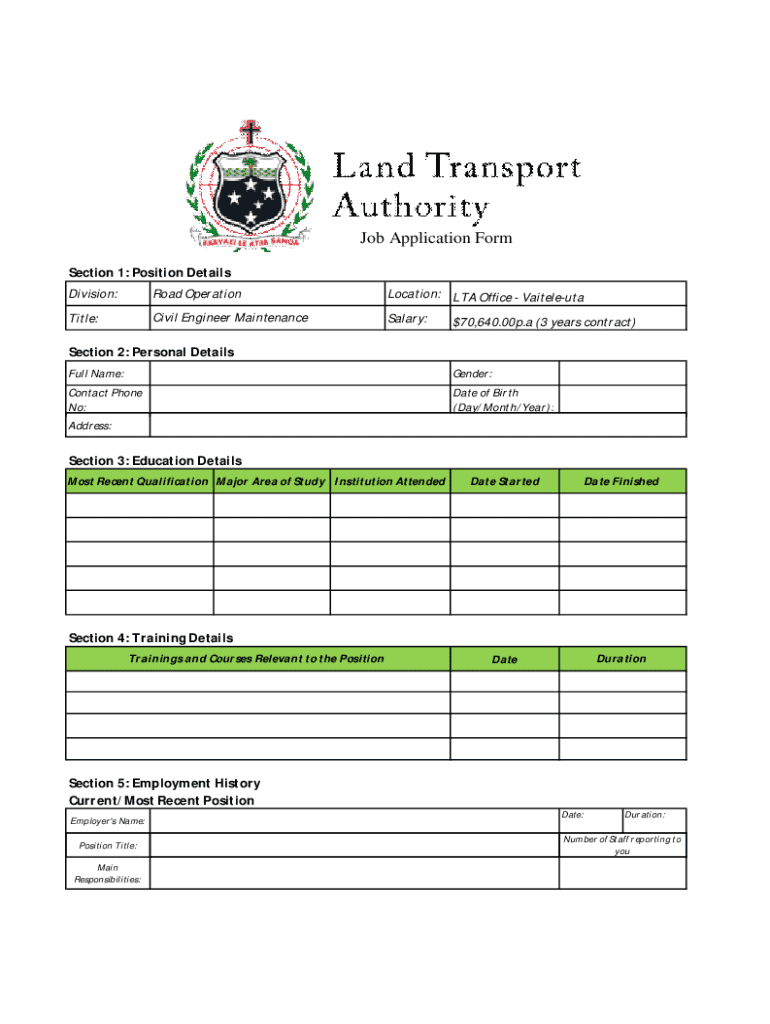 Fillable Online Job Application for Civil Engineer Maintenance Fax Email Print - pdfFiller