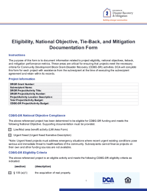 Fillable Online Cdbg-dr Eligibility and Mitigation Performance Metrics ...