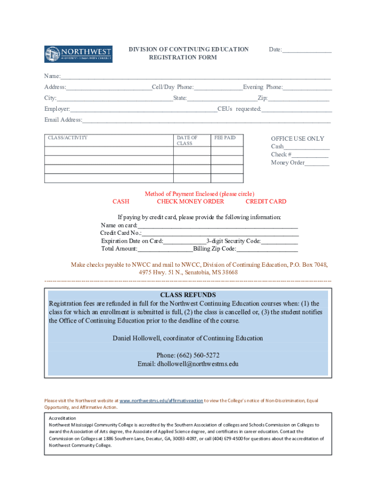Fillable Online Division of Continuing Education Registration Form Fax Email Print - pdfFiller
