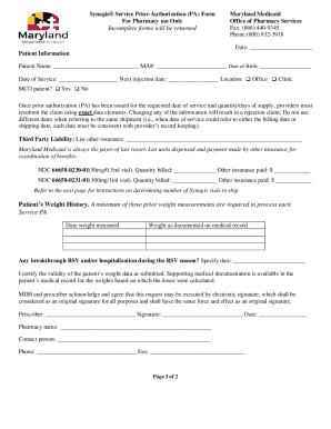 Fillable Online Synagis® Service Prior-authorization (pa) Form Fax Email Print - pdfFiller