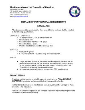 Fillable Online Entrance Permit General Requirements Fax Email Print ...