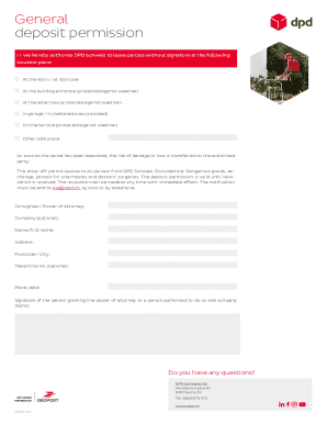 Fillable Online Dpd Schweiz Parcel Drop-off Permit Fax Email Print ...