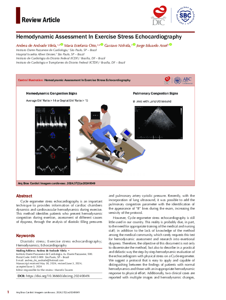 Fillable Online Hemodynamic Assessment In Exercise Stress ...