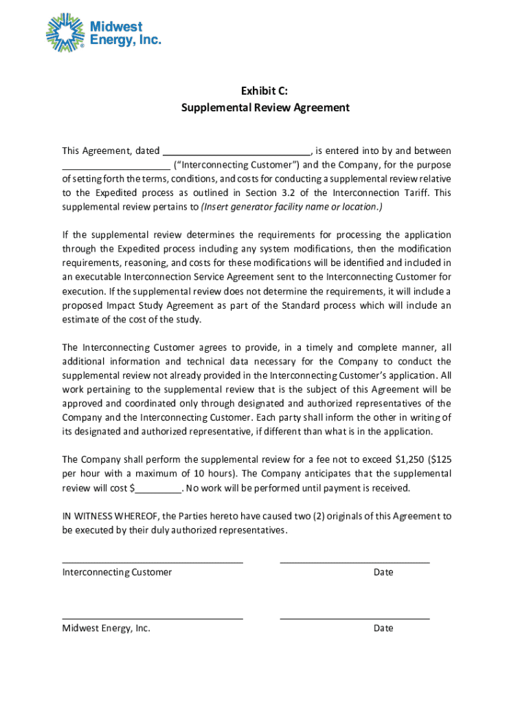 Fillable Online Exhibit C: Supplemental Review Agreement Fax Email ...