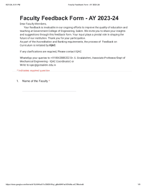 Fillable Online Faculty Feedback Form - Ay 2023-24 Fax Email Print ...