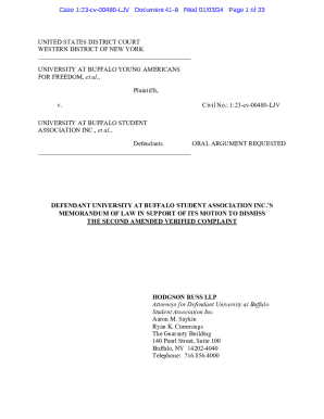 Fillable Online Defendant University at Buffalo Student Association Inc ...
