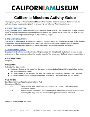 Fillable Online California Missions Field Trip Activity Guide Fax Email ...
