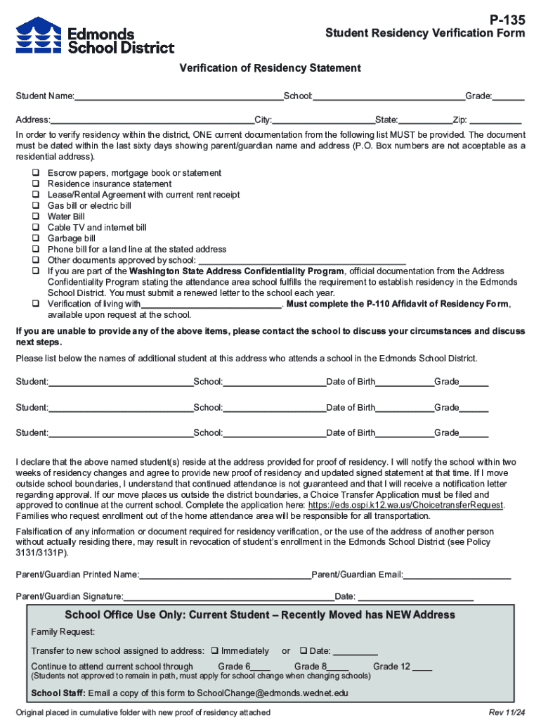 Fillable Online Student Residency Verification Form Fax Email Print ...