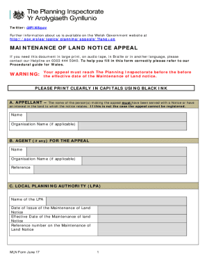 Fillable Online Maintenance of Land Notice Appeal Form Fax Email Print ...