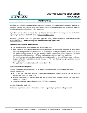 Fillable Online Utility Service Pre-connection Application Instructions Fax Email Print - pdfFiller