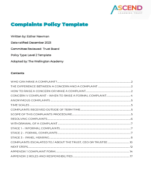 Fillable Online Complaints Policy Fax Email Print - pdfFiller