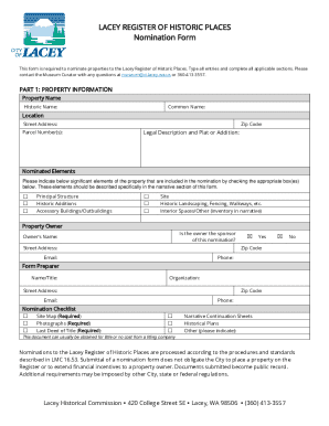 Fillable Online Lacey Register of Historic Places Nomination Form Fax ...