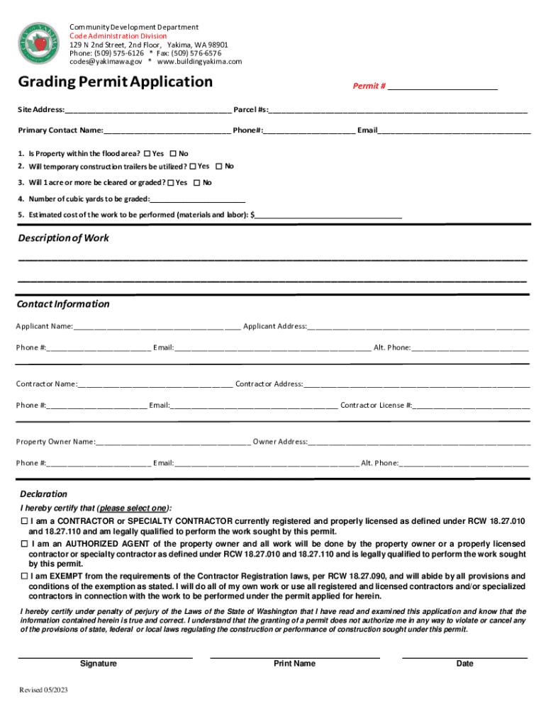 Fillable Online Grading Permit Application Fax Email Print - pdfFiller