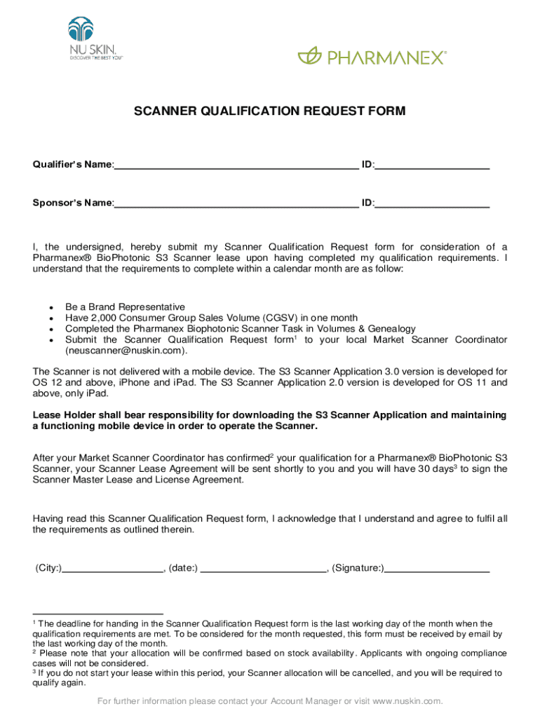 Fillable Online Scanner Qualification Request Fax Email Print - pdfFiller