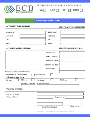 Fillable Online Application Form for Letter of Credit Fax Email Print ...
