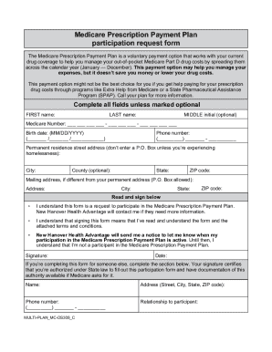 Fillable Online Medicare Prescription Payment Plan Participation ...