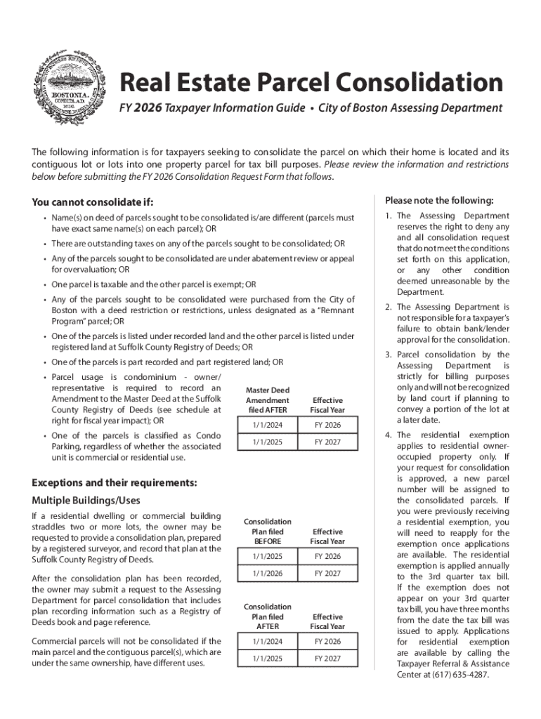 Fillable Online Real Estate Parcel Consolidation Fax Email Print - pdfFiller