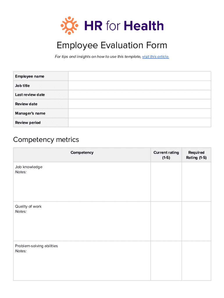 Fillable Online Employee Evaluation Form Fax Email Print - pdfFiller