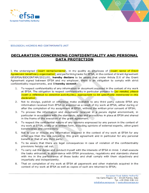 Fillable Online Declaration of Confidentiality and Data Protection Fax ...