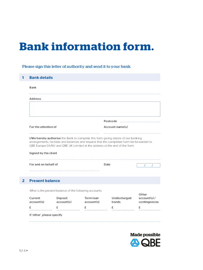 Fillable Online Bank Information Request Fax Email Print - pdfFiller