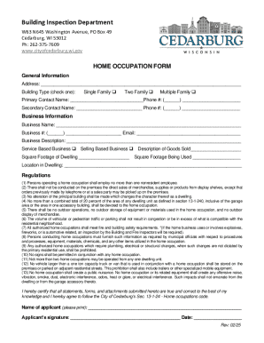 Fillable Online Home Occupation Application Fax Email Print - pdfFiller