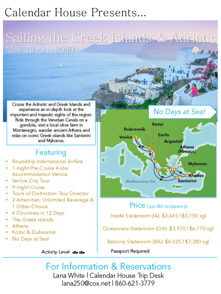 Fillable Online 12-day Sailing the Greek Isles & Adriatic Fax Email ...