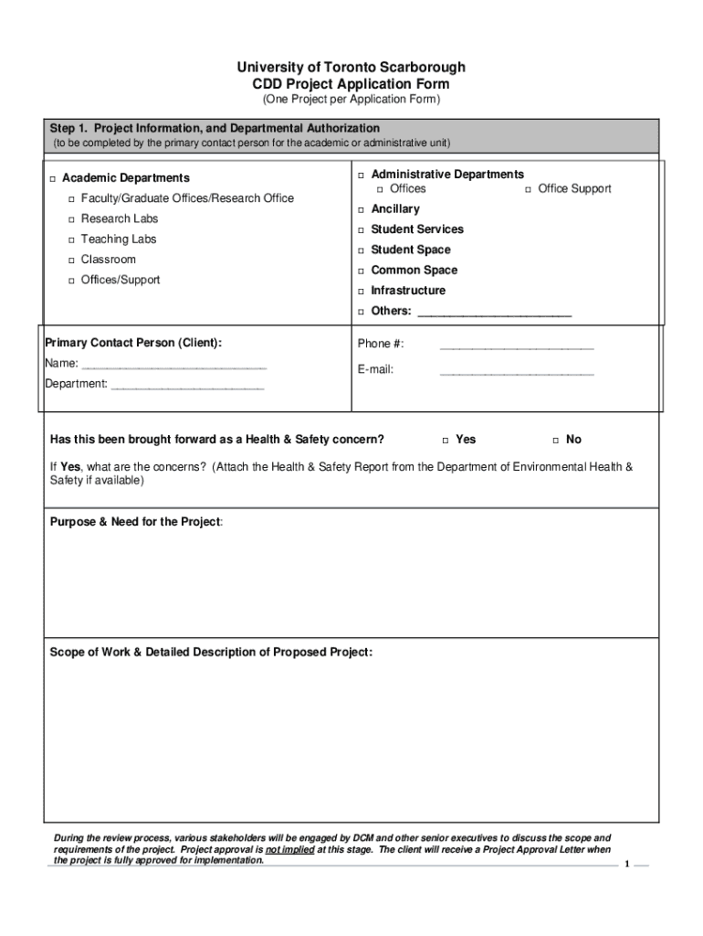 Fillable Online Cdd Project Application Fax Email Print - pdfFiller