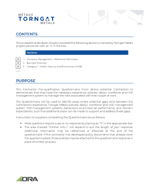 Fillable Online Contractor Pre-qualification Questionnaire Fax Email ...