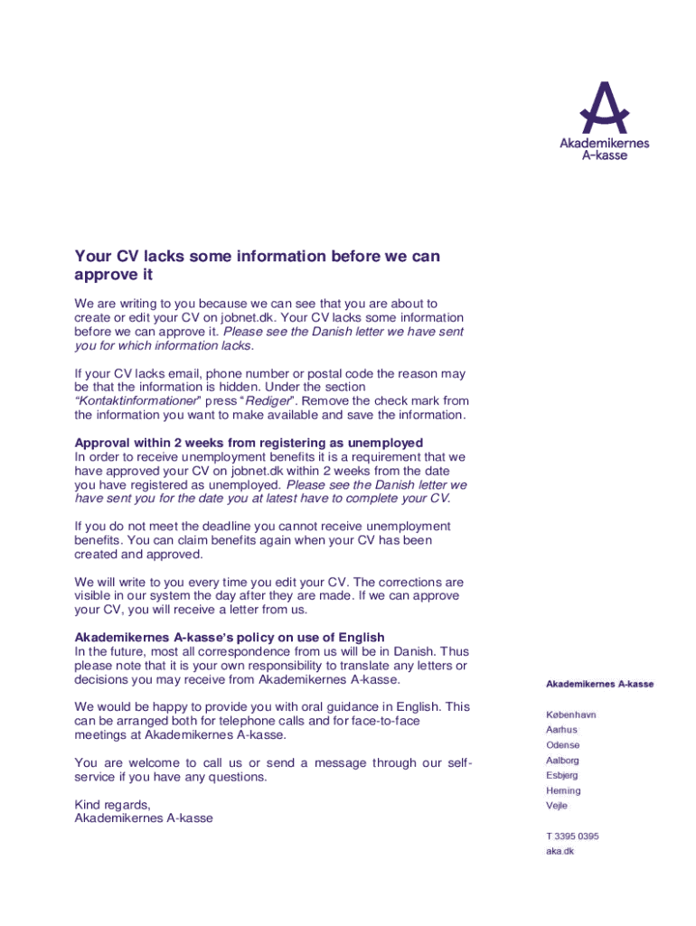 Fillable Online Your CV lacks some information before we can Fax Email ...