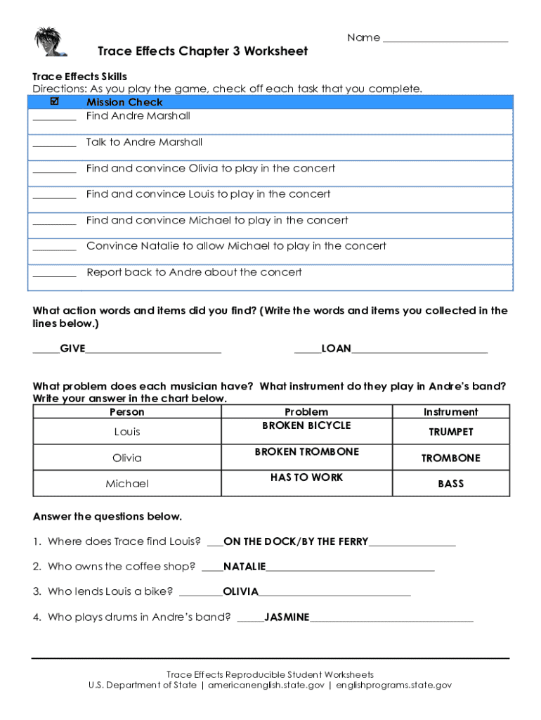 Fillable Online Trace Effects Skills Fax Email Print - pdfFiller