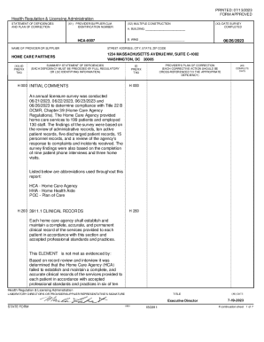 Fillable Online Statement of Deficiencies and Plan of Correction Fax ...