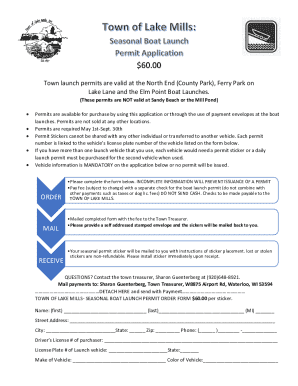 Fillable Online Seasonal Boat Launch Permit Application Fax Email Print ...