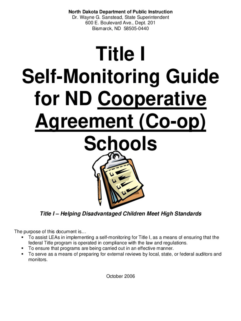 Fillable Online Title I Self-monitoring Guide for Nd Cooperative ...