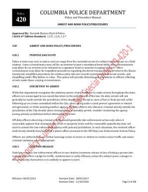 Fillable Online Columbia Police Department - Policy and Procedure ...