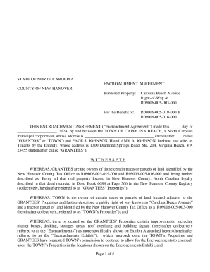 Fillable Online State of North Carolina Encroachment Agreement Fax ...