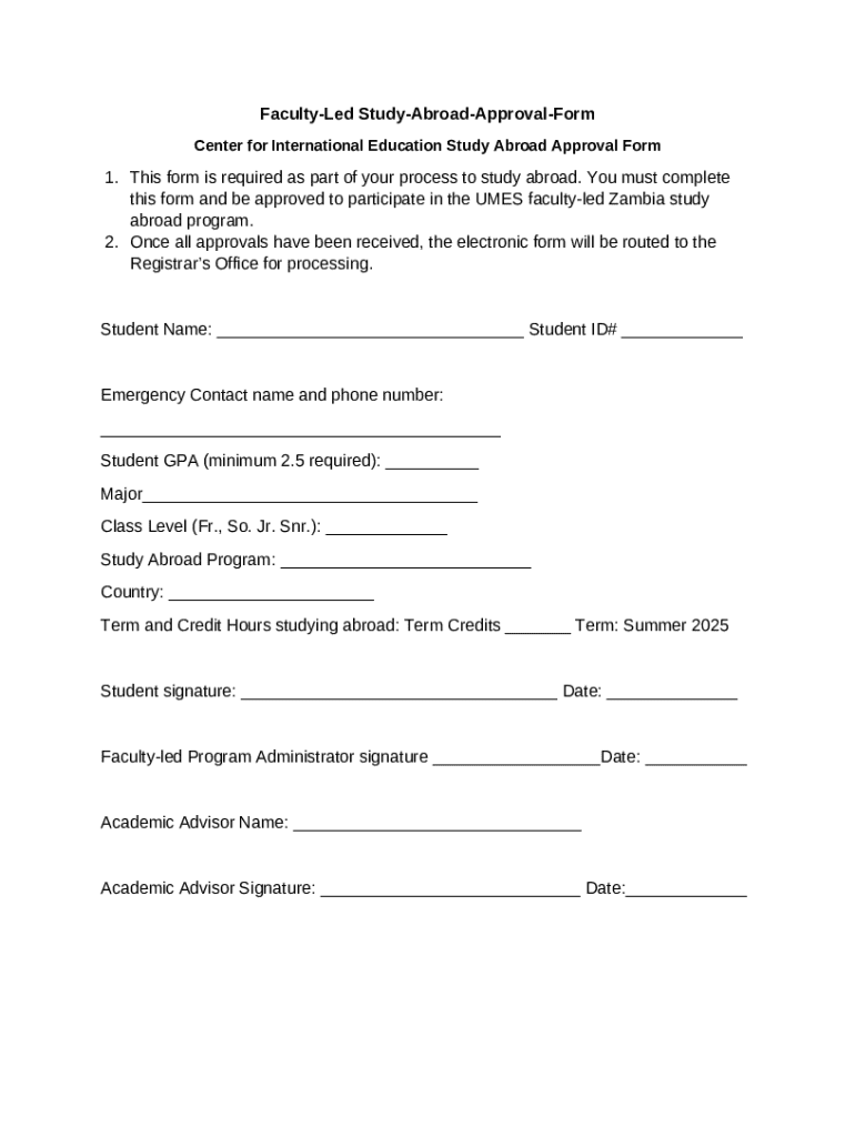 Faculty-led Study-abroad-approval- Doc Template | pdfFiller