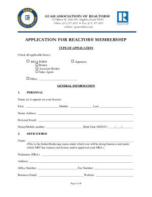 Fillable Online Guam Association of Realtors Membership Application Fax ...
