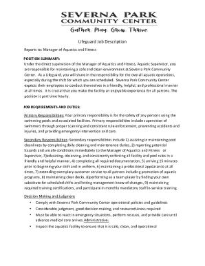 Fillable Online Job Description for Lifeguard Fax Email Print - pdfFiller