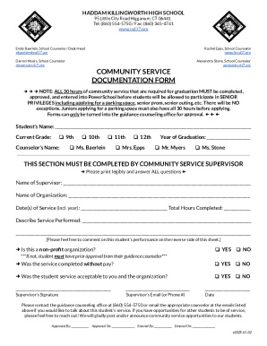 Fillable Online Community Service Documentation Form Fax Email Print ...