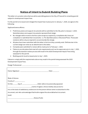 Fillable Online Notice of Intent to Submit Building Plans Fax Email ...