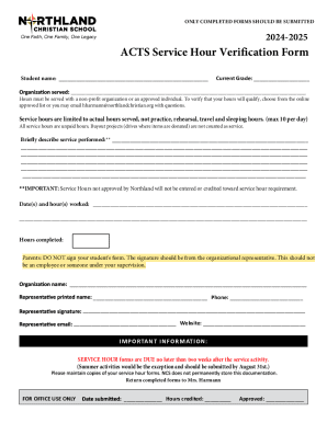 Fillable Online Acts Service Hour Verification Form 2024-2025 Fax Email ...