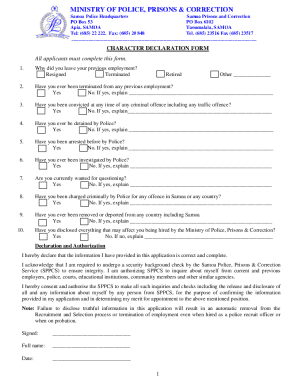 Fillable Online Character Declaration Form Fax Email Print - pdfFiller