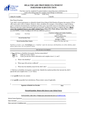 Fillable Online Healthcare Provider Statement for Food Substitution Fax ...
