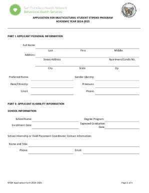 Fillable Online Application for Multicultural Student Stipend Program Academic Year 2024-2025 ...