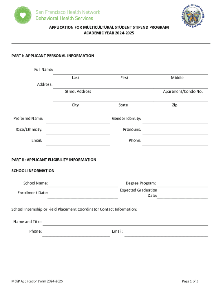 Fillable Online Application for Multicultural Student Stipend Program Academic Year 2024-2025 ...
