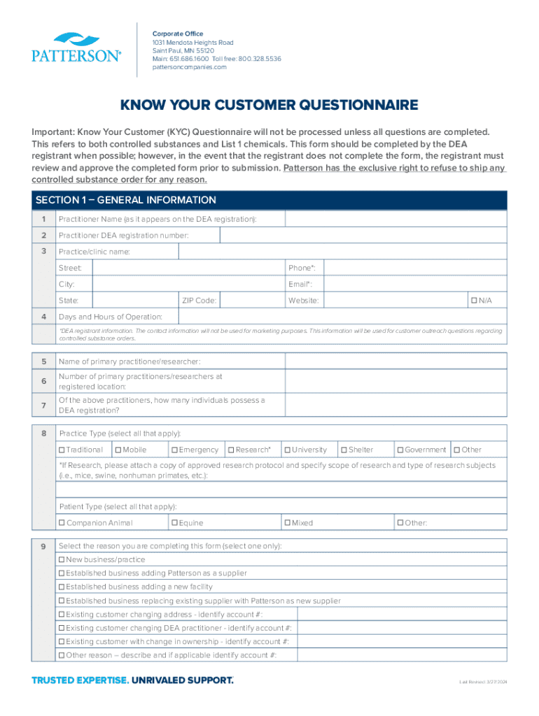 Fillable Online Know Your Customer Questionnaire Fax Email Print ...