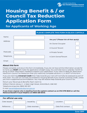 Fillable Online Housing Benefit & / or Council Tax Reduction ...