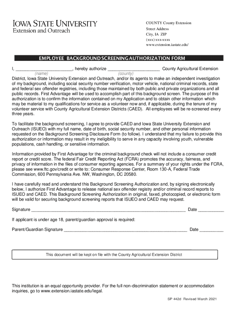 Fillable Online Employee Background Screening Authorization Fax Email ...