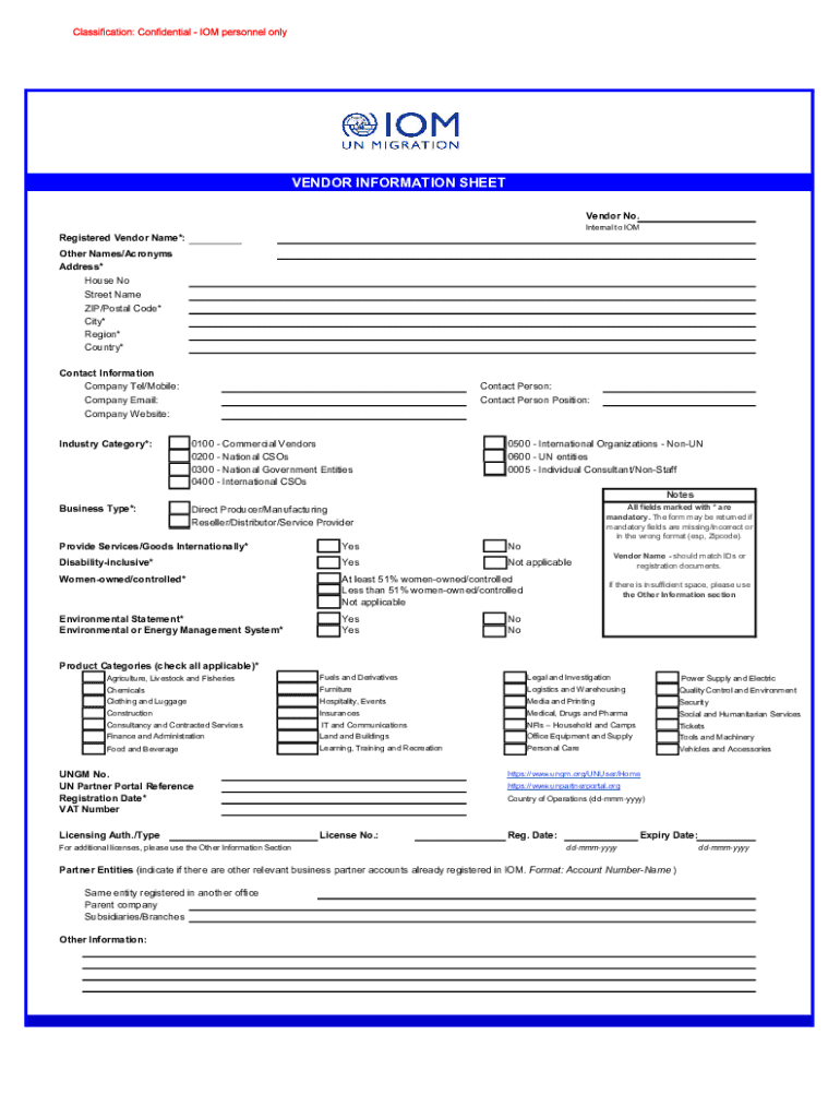 Fillable Online Vendor Information Sheet Fax Email Print - pdfFiller