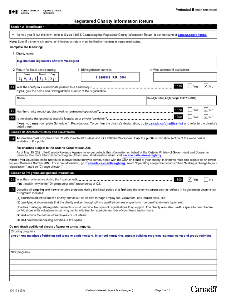 Fillable Online Registered Charity Information Return Fax Email Print ...